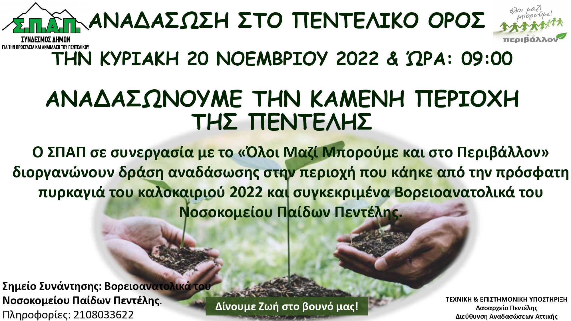 Εθελοντική αναδάσωση στο Πεντελικό την Κυριακή 20 Νοεμβρίου | XΤΥΠΟΣ online